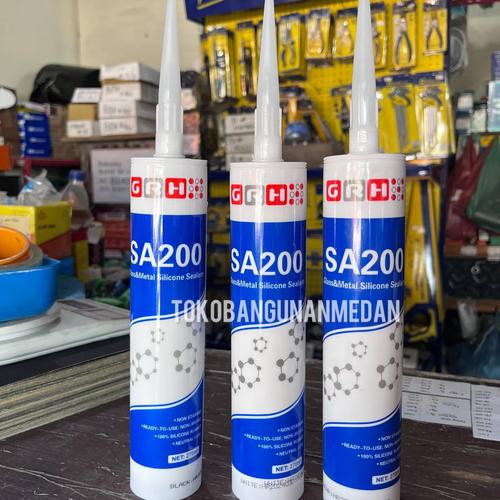 Jual Lem Silicon NETRAL GRH SA 200 Putih Transparan Hitam / Sealant ...