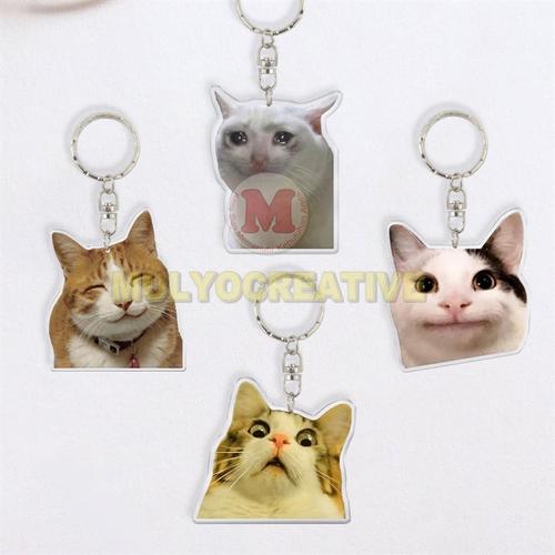 Jual Ganci Meme Kucing Akrilik Dua Sisi Bolak Balik Gantungan Kunci ...
