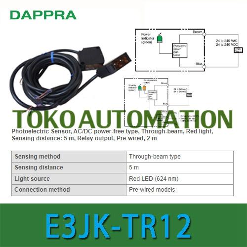 Jual E3JK-TR12 AC DC 5M Relay output Through-beam type Photoelectric ...