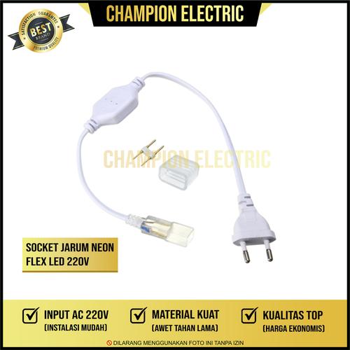 Jual kabel colokan soket socket jack lampu neon flex led selang strip 220v - Socket Jarum ...
