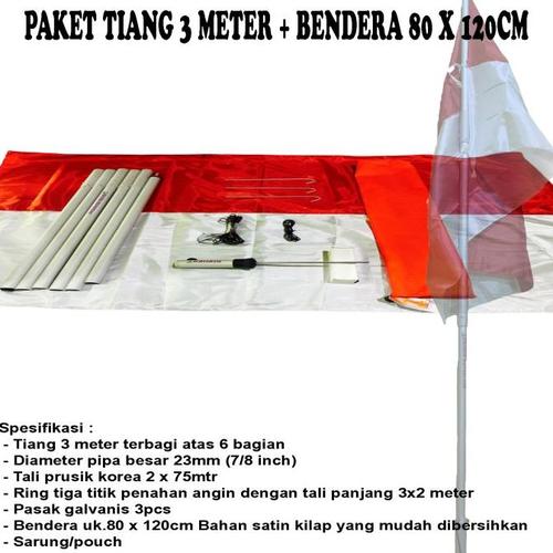 Jual Tiang Bendera Merah Putih Aluminium 3 Meter Lengkap Pasak Dan Tali ...