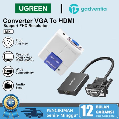 Jual UGREEN VGA To HDMI Converter Adapter HD 1080p With Audio Plug And ...