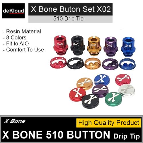 Promo X Bone 510 Drip Tip Button Set | X02 | driptip DotAIO V2 xbone x-bone tombol firing up ...