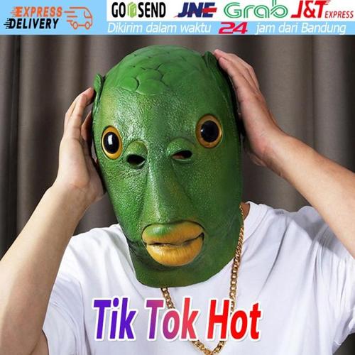 Jual topeng ikan hijau kepala ikan hijau bahan latex cosplay topeng ...