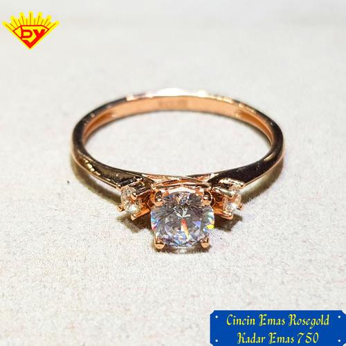 Jual Cincin Emas Rosegold Permata Zirconia 895 Kadar Emas 750 - Jakarta ...