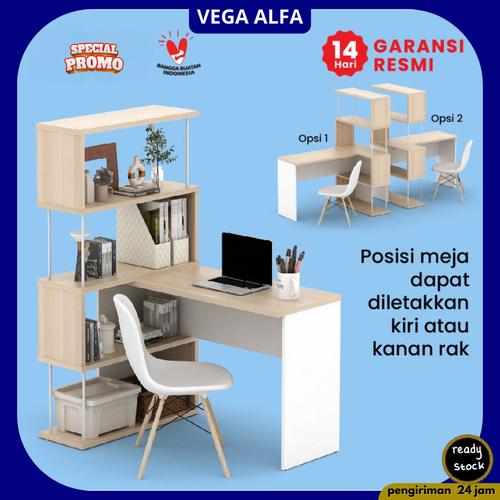 Jual Vega Meja Serbaguna Minimalis Dengan Rak Buku Cocok Untuk Meja ...
