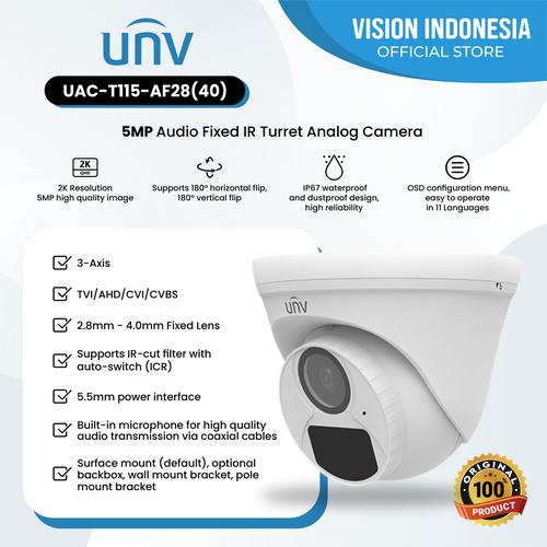 Jual UNIVIEW UAC-T115-AF28(40) 5MP Audio Fixed IR Turret Analog Camera - Jakarta Utara - VISION ...
