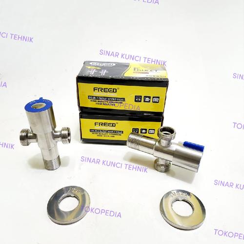 Jual Stop Kran Double Stainless 1/2" inch / Stop Kran Cabang Closet ...
