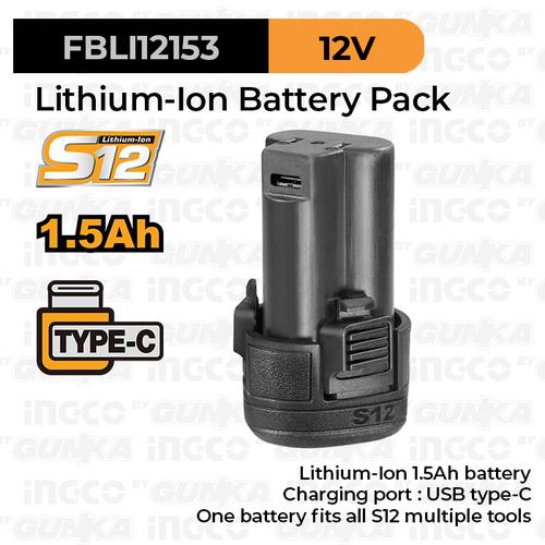 Jual Baterai S12 (1.5Ah) Power Tools INGCO FBLI12153 - Li-Ion 12V ...