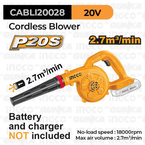 Jual P20S Cordless Hand Blower (2.7m³/min) INGCO CABLI20028 - Mesin ...
