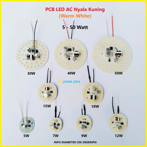 Jual PCB Mata LED AC Nyala Kuning Warm White Modul Mesin Lampu LED 5 9 ...