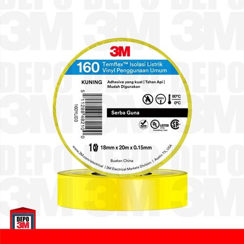 Jual Isolasi Listrik TEMFLEX 160 Kuning Yellow 3M Electrical Tape ...
