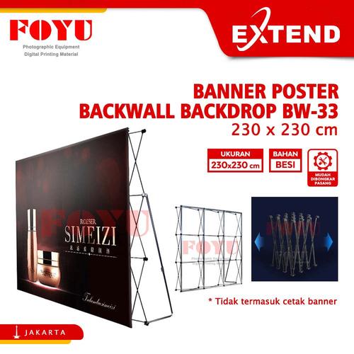 Promo Stand Display Banner Poster Backwall Backdrop 2.3x2.3m Extend BW ...