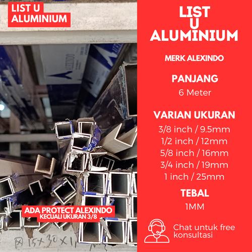 Jual LIST U / TALI AIR / KANAL U ALUMINIUM ALEXINDO PANJANG 6METER ...