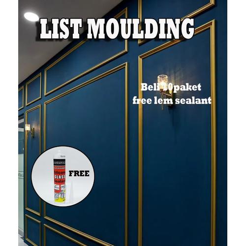 Jual HT PAKET PROMO 2pcs List Wall Moulding Gold PVC Ukiran Dinding Lis ...