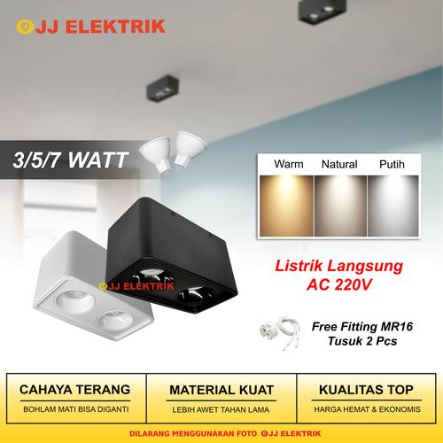 Jual Lampu Downlight Sorot Plafon Outbow LED 3W 5W 7W Spotlight MR16 X 2 - Kotak Putih, 3W Putih ...