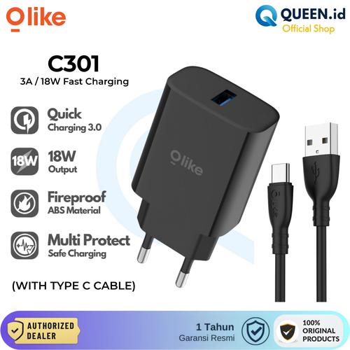 Jual Olike C301 Charger Adaptor Set USB 18W 3A Fast Charging With TYPE ...