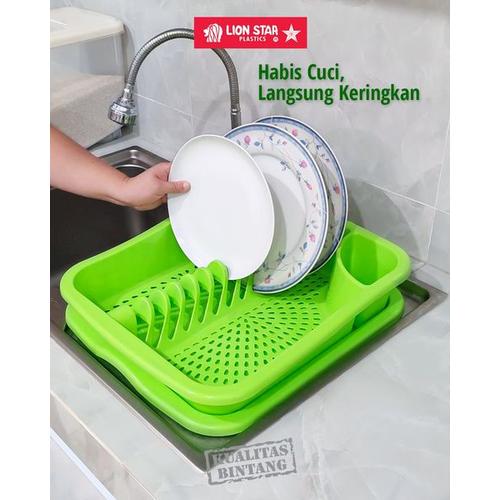 Jual Rak Piring Plastik Lion Star A-26 Misty Dish Rack with Tray Ada ...