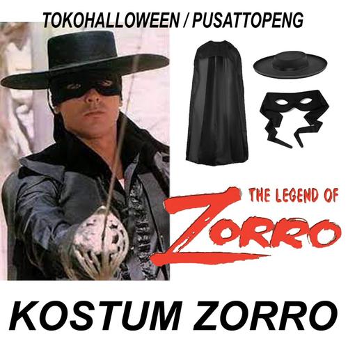 Jual kostum set zorro hitam jubah dan topi zoro - topeng kain - Jakarta ...