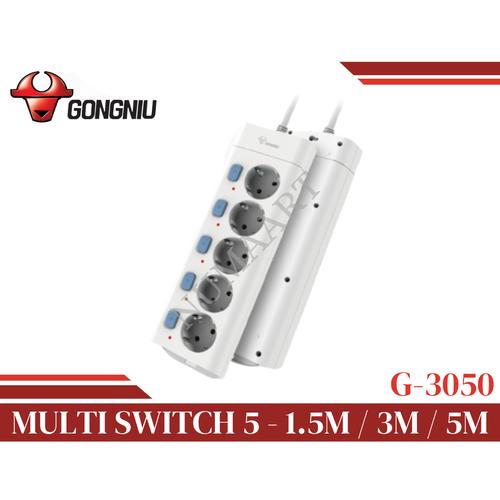 Promo GONGNIU GONEO G3050 / STOP KONTAK MULTI SWITCH SAKLAR ON OFF 5 LUBANG 1.5M/3/5/ TERMINAL ...