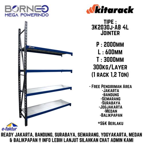 Jual JOINTER RACK 3K2030 MEDIUM DUTY GRAY 300KG/LAYER 200x60x300CM ...