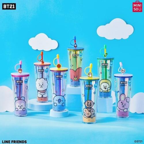 Jual Tumbler Cantik dengan Sedotan - Miniso BT21 Collection Plastic ...
