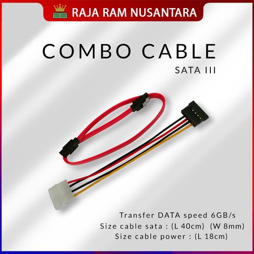 Jual COMBO Kabel Power SATA III 6Gbps PLUS Kabel Data SATA Flip ...