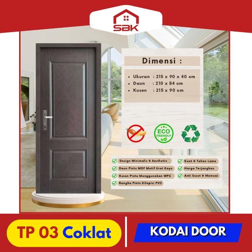 Jual Pintu Kamar | Pintu Engineering Door 90x215 TP 03 KODAI - Putih ...