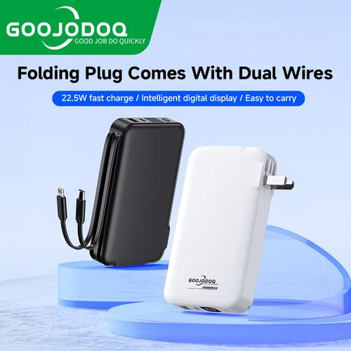 Jual GOOJODOQ 12000 mAH Power Bank 22.5 W Dual Cable + EU Power Adapter ...