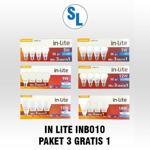 Jual lampu IN-LITE paket 3 gratis 1 INB010 - 7 watt, Putih - Kota ...