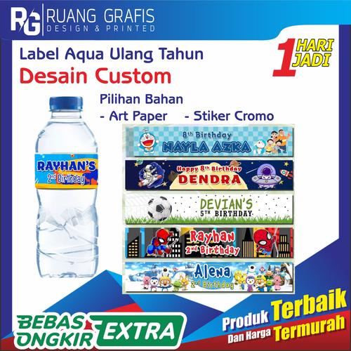 Jual Stiker Label Aqua Botol Custom, Label Ultah Botol Aqua 330 ml ...