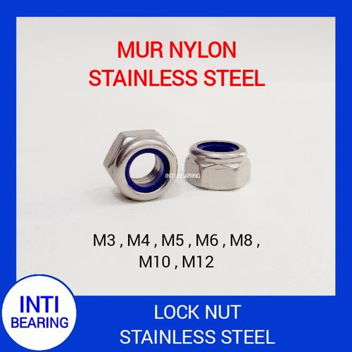 Jual MUR NILON LOCK NUT NYLON STAINLESS STEEL LOCKNUT M3 M4 M5 M6 M8 M10 M12 SS304 SUS304 SS 304 ...