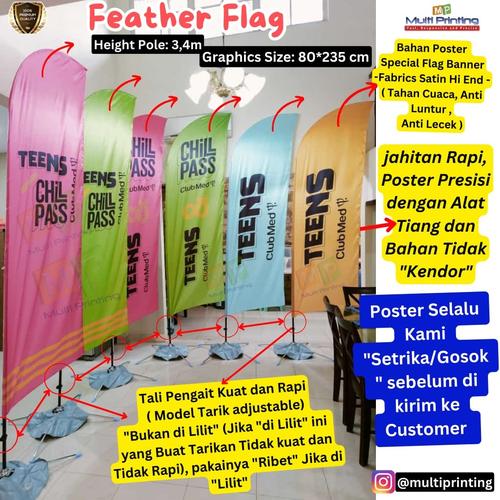 Promo Flag Banner+ Flying Banner 3 meter+ Beach Flag 3m + Flag Banner 3m + Cetak Poster ...