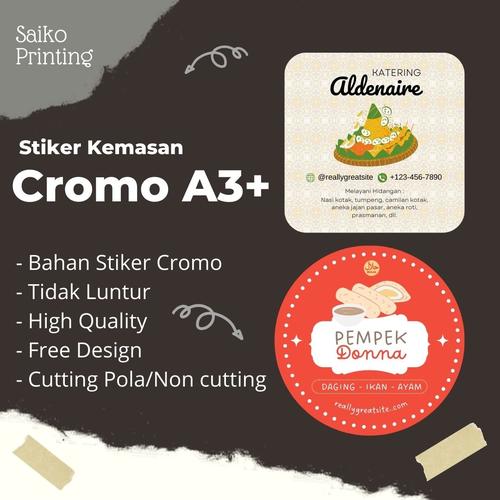 Jual custom stiker cromo a3+/stiker produk/stiker kemasan/stiker ...