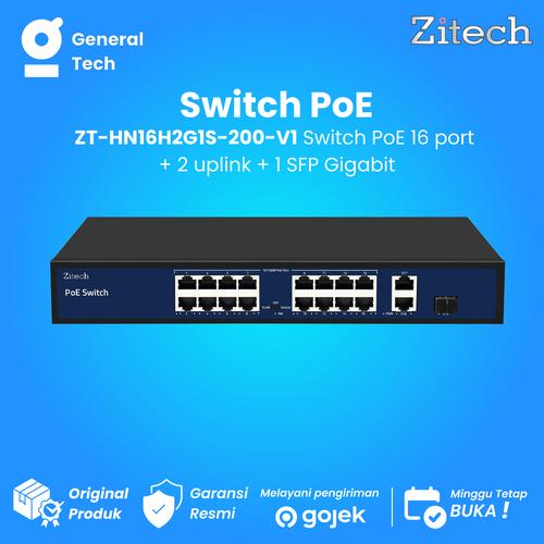 Promo Zitech Switch PoE ZT-HN16H2G1S-200-V1 PoE Switch-19 Port Switch With 16 PoE Ports & 2 ...