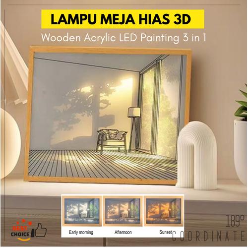 Promo LAMPU MEJA HIAS LED LUKISAN KAYU 3D WOODEN ACRYLIC PAINTING LAMP ...