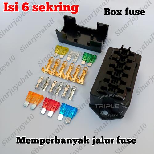 Jual rumah sekring kotak sikring box fuse isi 6 skring tempat holder ...