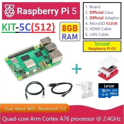 Jual KIT-5C(512) : Raspberry Pi 5 (8GB RAM) - Complete SET (MicroSD ...