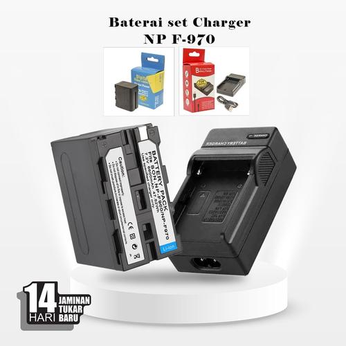 Promo Battery/Baterai set Charger NP F-970 6600mah for LED Light ...
