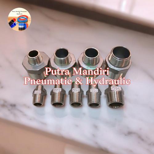 Jual Double Nepel / Double Nipple Reducer Stainless 3/4" × 1/2" Inch SS ...