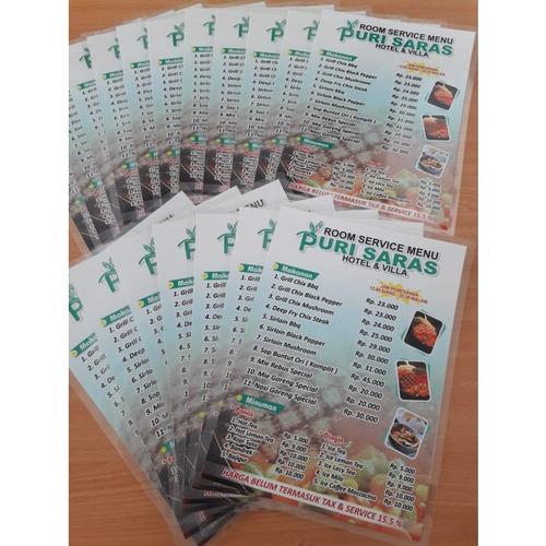 Jual cetak daftar menu makanan bahan carton board / menu karton board ...