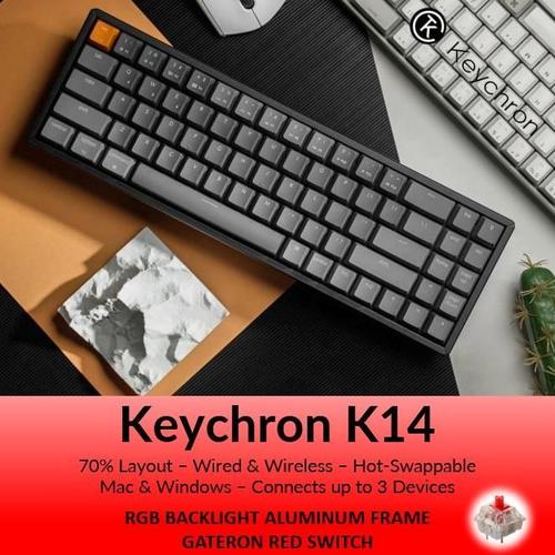 Jual Keychron K14 70% Hot-swappable RGB Aluminum Frame Mechanical Keyboard - Red Switch ...