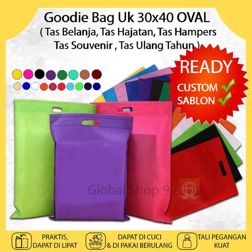 Promo TAS SPUNBOND POLOS CUSTOM - GOODIE BAG OVAL UKURAN BESAR 30X40 ...