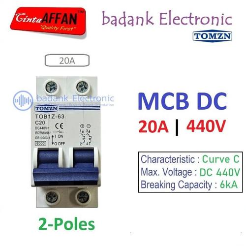Jual Mcb Dc C20 20A 440V 2P Circuit Breaker Solar Pv Panel Surya Plts ...