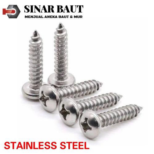 Jual baut cacing stainless besar kepala Bulat JP SUS 6m - 6m x 20mm ...