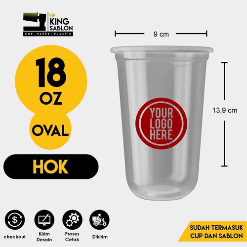 Jual Sablon cup 18 oz oval cetak logo kemasan 18oz oval HOK - Kab ...