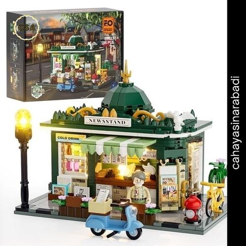 Jual Brick Funwhole F9023 Newsstand brick with LED light 556pcs modular ...