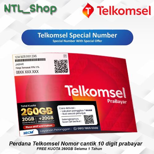 Jual Kartu Perdana Telkomsel Nomor cantik 10 digit prabayar FREE KUOTA 260GB Selama 1 Tahun ...
