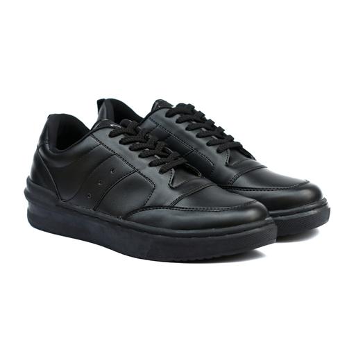 Jual Sepatu Sneakers Kulit Pria Hitam Casual Kets Kerja Formal Kantor ...