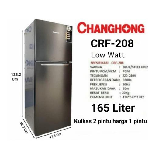 Jual CHANGCHONG Kulkas 2 Pintu Low Watt Big Freezer 165 Liter CRF-208 ...